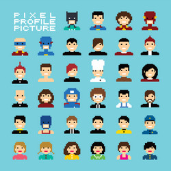 Pixel art portrait userpic icons 8 bit people Vector Image