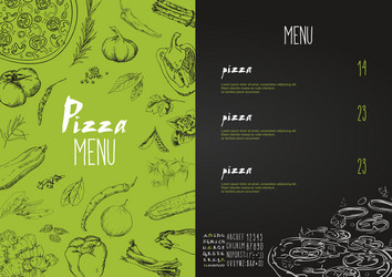 Pizza menu the names of dishes Royalty Free Vector Image