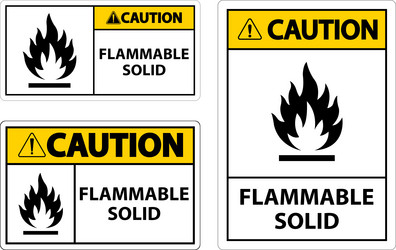 Caution hazardous signs flammable solid on white Vector Image