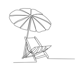 Continuous one line drawing of sunbed beach Vector Image