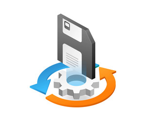 Flat isometric 3d data error recovery process Vector Image