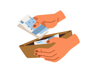 Human hand taking cash money from person Vector Image