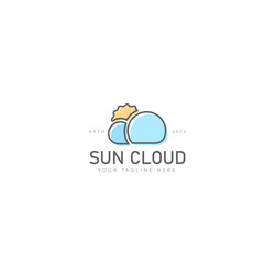 Cloud sun logo design with gradient Royalty Free Vector