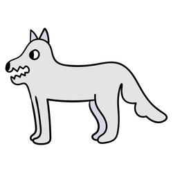 Cartoon doodle linear wolf sitting isolated Vector Image