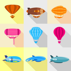 Airship icon set flat style Royalty Free Vector Image