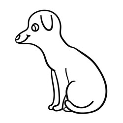 Cartoon doodle linear sitting dog Royalty Free Vector Image
