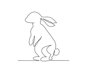 Continuous one line drawing of rabbit cute bunny Vector Image