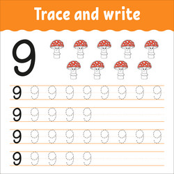 Learn numbers trace and write handwriting Vector Image