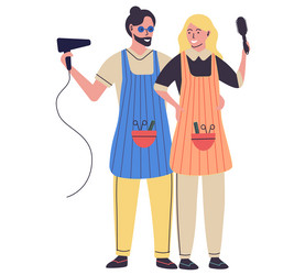 Professional male and female barber characters Vector Image
