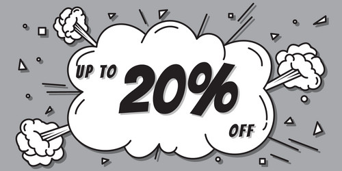 20 sale promotion cartoon comic draw bubble chat Vector Image