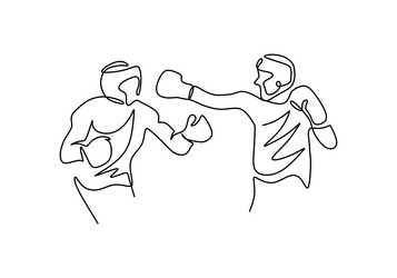 Continuous one line drawing of two man playing Vector Image