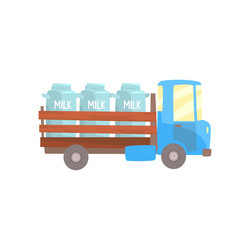 Dairy milk truck with milk logo delivery Vector Image