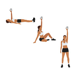 Woman doing turkish get ups exercise flat Vector Image