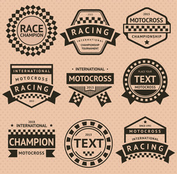 Motorsport racing shield emblem set Royalty Free Vector
