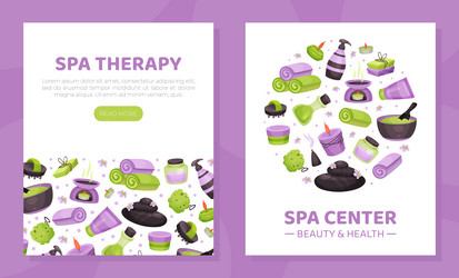 Beauty spa center card templates set cosmetology Vector Image