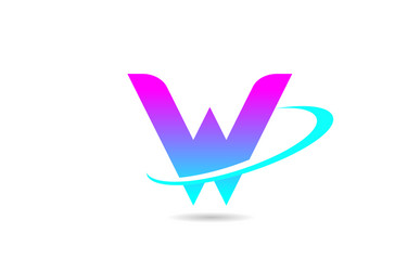 W pink blue alphabet letter logo with double Vector Image