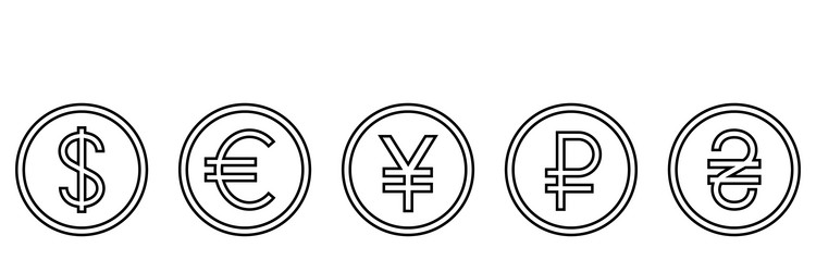 World currency coins signs different Royalty Free Vector