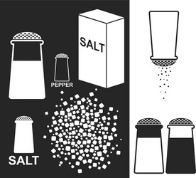 Salt and pepper containers icons set Royalty Free Vector