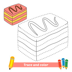 Trace and color for kids cake Royalty Free Vector Image