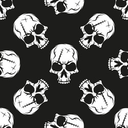 Black skull pattern on white background Royalty Free Vector