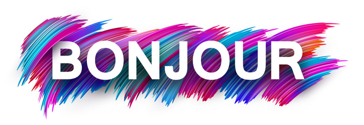 Banner with bonjour sign hello in french Vector Image