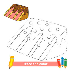 Trace and color for kids cake Royalty Free Vector Image