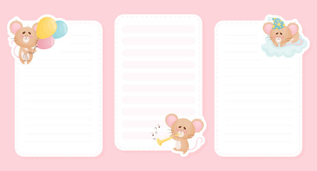Note and reminder card with cute little mouse Vector Image