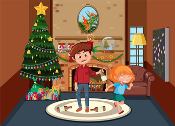 Background scene with alcoholic father and crying Vector Image