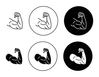 Strong hand icon set muscle flex power symbol Vector Image