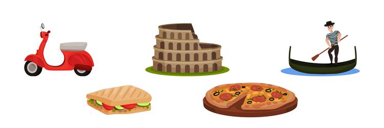 Italy travel elements with colosseum gondola Vector Image