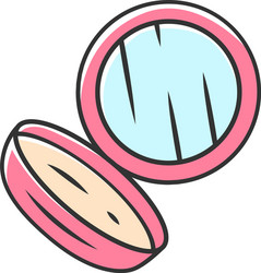Open face powder case linear icon compact blush Vector Image
