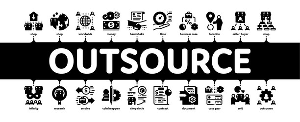 Outsource management minimal infographic banner Vector Image