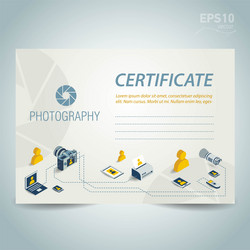Photography certificate template design photo Vector Image