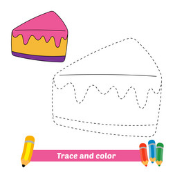 Trace and color for kids cake Royalty Free Vector Image