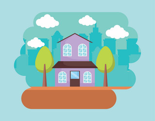 Two-floor house icon Royalty Free Vector Image