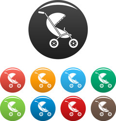 Pram stroller icon set simple style Royalty Free Vector