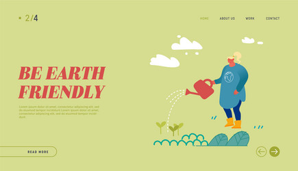 Global warming website landing page worker doing Vector Image