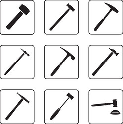 Two crossed hammers symbol carpenter Royalty Free Vector
