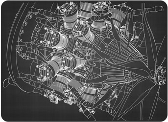 Radial engine blueprints Royalty Free Vector Image