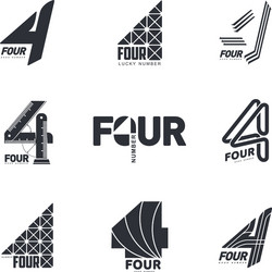 Number four 4 logo lines abstract modern art Vector Image