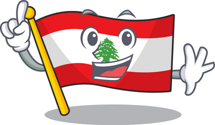Two finger flag lebanon raised above mascot pole Vector Image