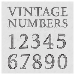 Nine zero vintage patterned numbers font in floral