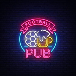 Football pub neon sign design pattern sport bar Vector Image