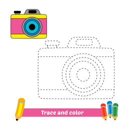 Coloring book for kids camera Royalty Free Vector Image