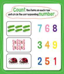 Insect math number worksheet Royalty Free Vector Image