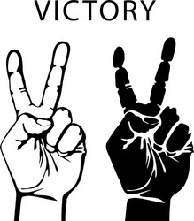 V hand victory symbol logo design creative win Vector Image
