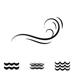 Wave black and white icon Royalty Free Vector Image