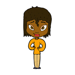 Comic cartoon pleased woman Royalty Free Vector Image