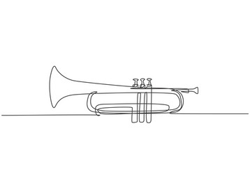 One single line drawing luxury bass trombone Vector Image