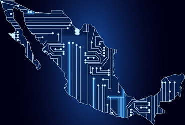 Map equator with electronic circuit Royalty Free Vector